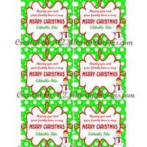 INSTANT DOWNLOAD Gift Tags Christmas Tags Set of 6 Rectangle 3 by 3 ...