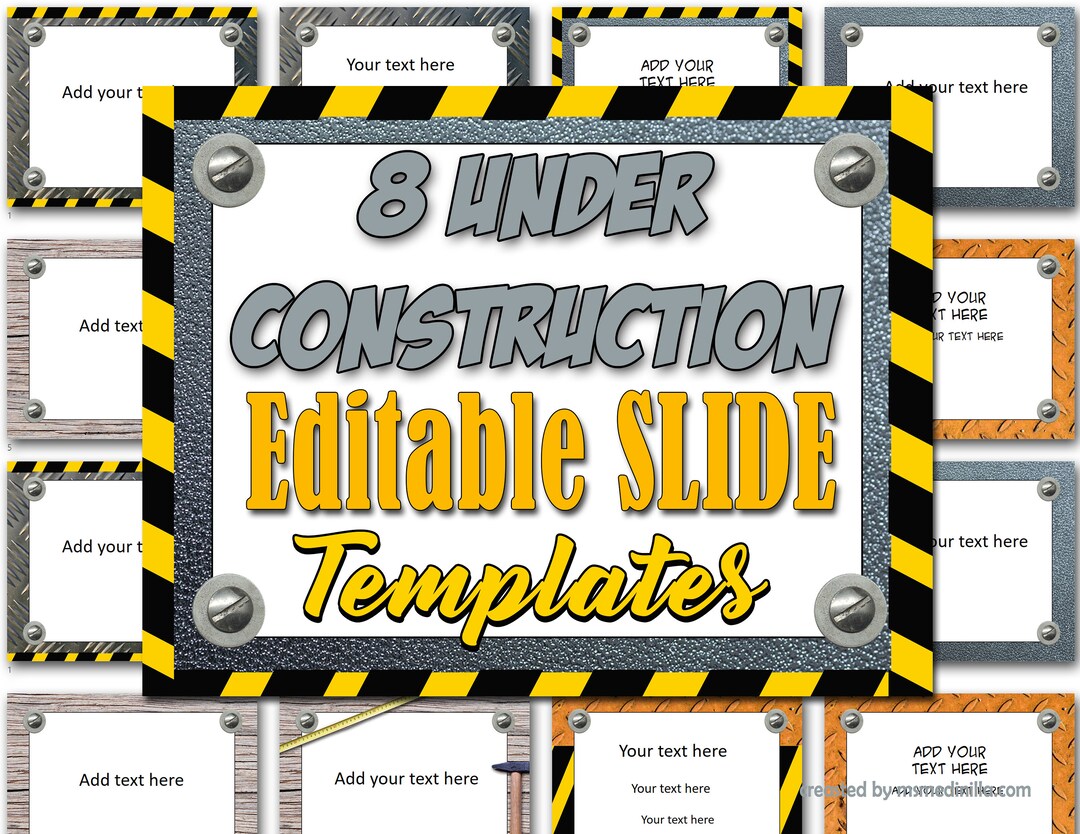 Under Construction Editable Template - Set of 7 Digital INSTANT ...