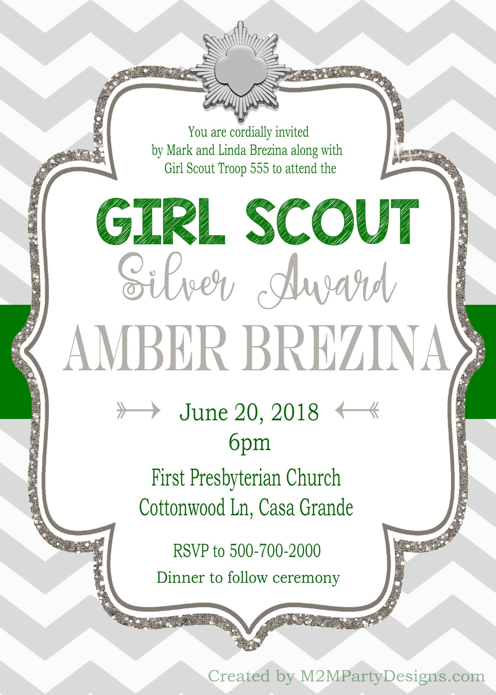 Girl Scout Silver Award Invitations Courageous | Etsy