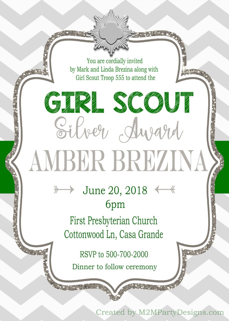 Girl Scout Silver Award Invitations Courageous | Etsy