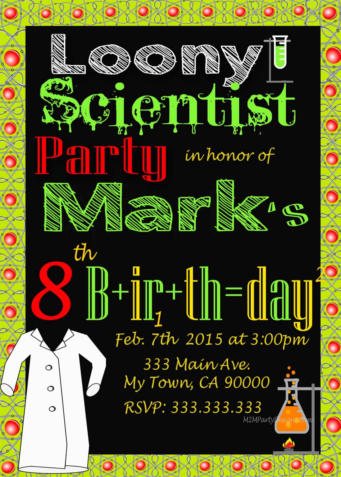 Science Theme Party Personalized Birthday Invitation Print at | Etsy
