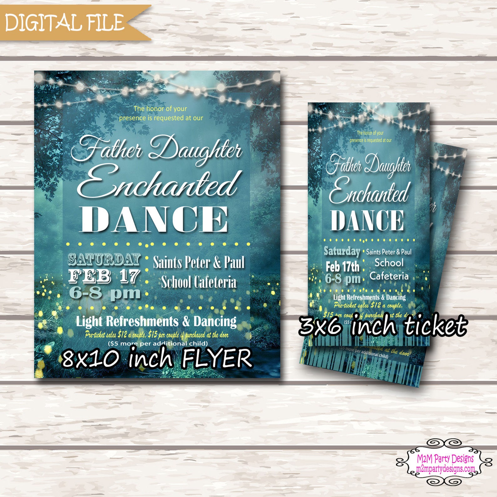 Enchanted Forest Prom Invitation With String Lights. Printable Ticket ...