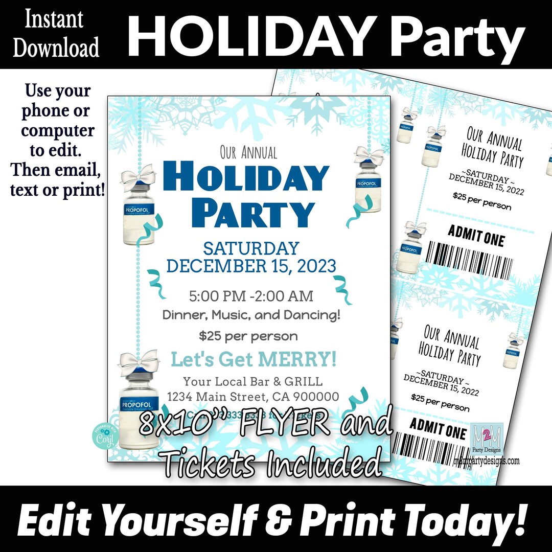 EDITABLE Christmas Propofol Flyer Party Template, Trendy Christmas ...