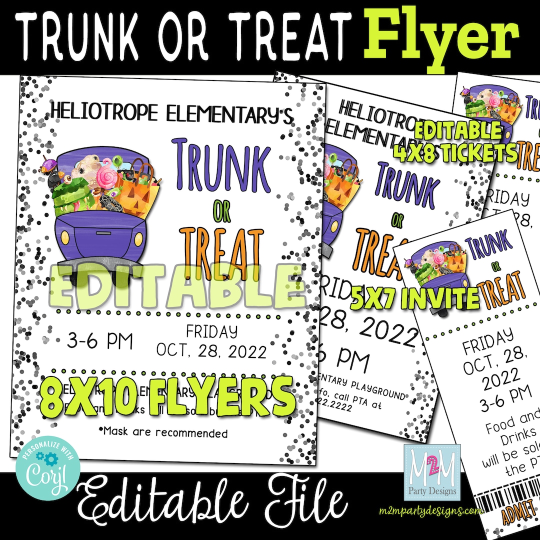 Trunk or Treat Flyer, Halloween Trunk or Treat Invitation, Tickets ...