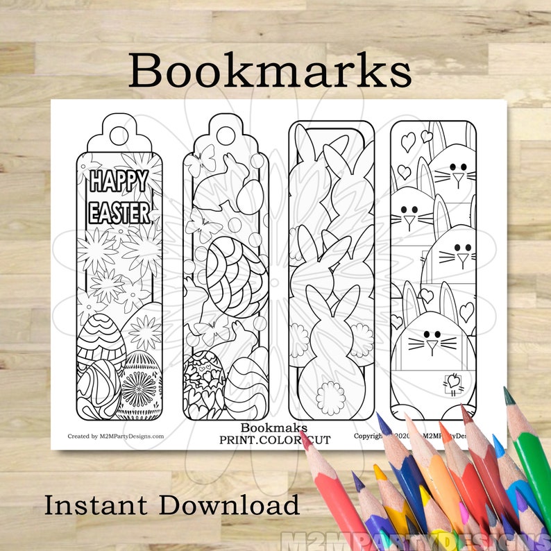 Easter Bookmark Coloring Bookmarks Bookmark, Spring Holiday Coloring ...
