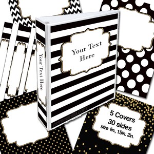 Binder Cover Printable Editable Black,white, Gold Binder Covers Super ...