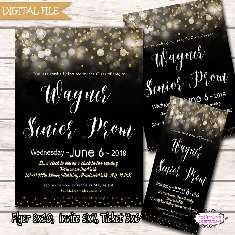 Prom Invitations Starry Night Gold Glitter Under the Stars - Etsy