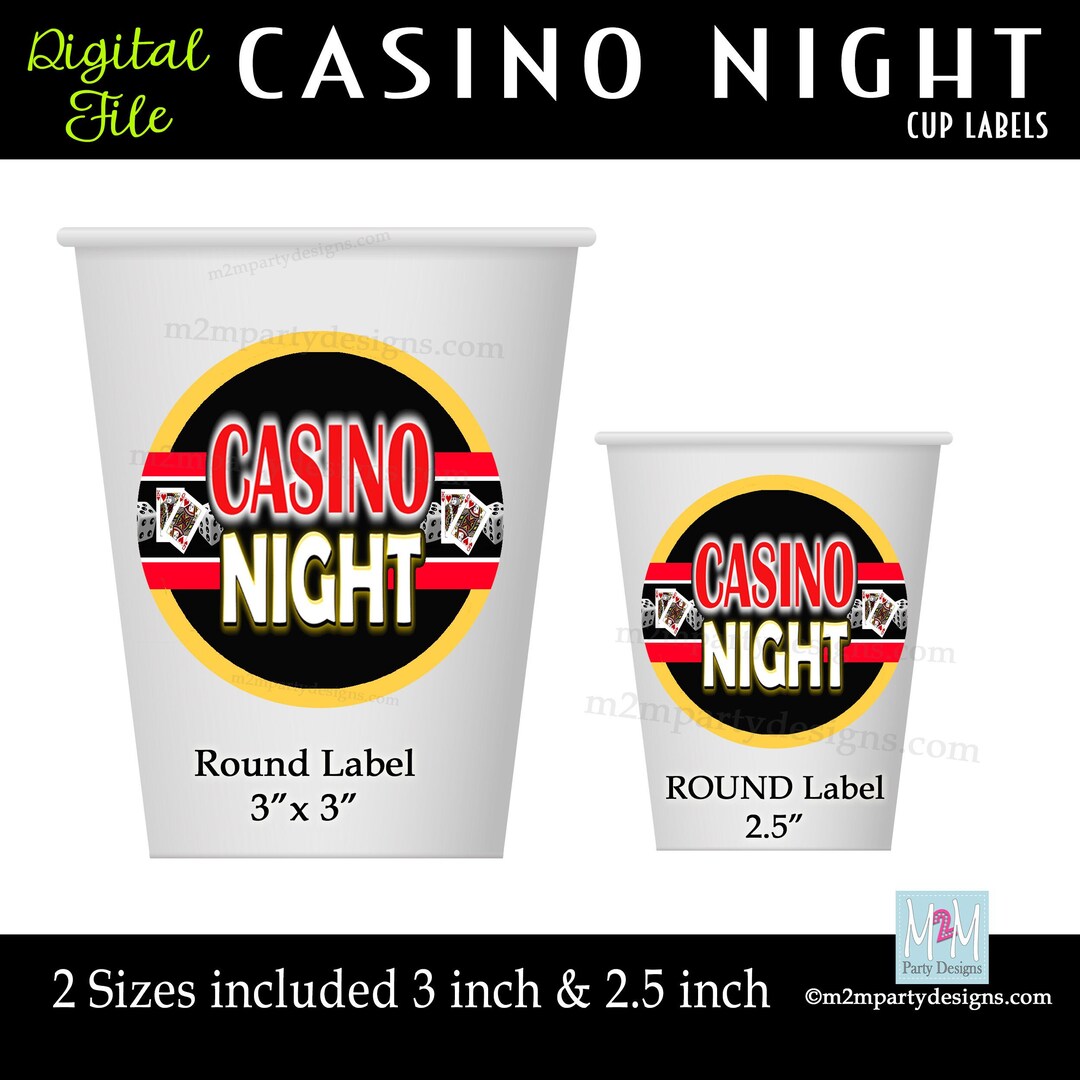 Casino Night Cup Labels INSTANT DOWNLOAD Round Labels 2.5 Inches and 3 ...