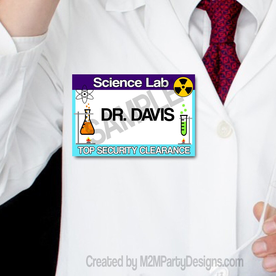 Scientist Name Tags, Science Party Tags, Digital, Instant Download, SET ...