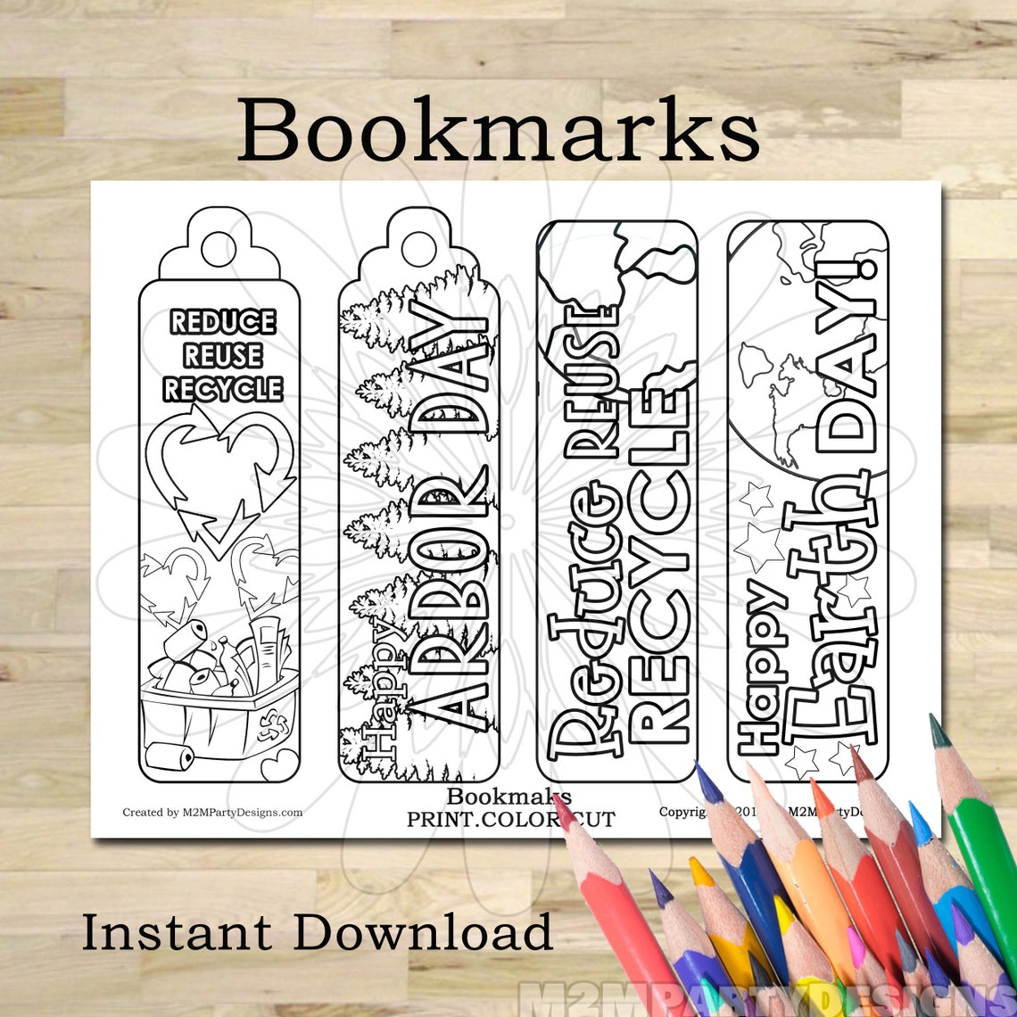 Arbor Day Bookmark Coloring Bookmarks Bookmark Earth Day - Etsy
