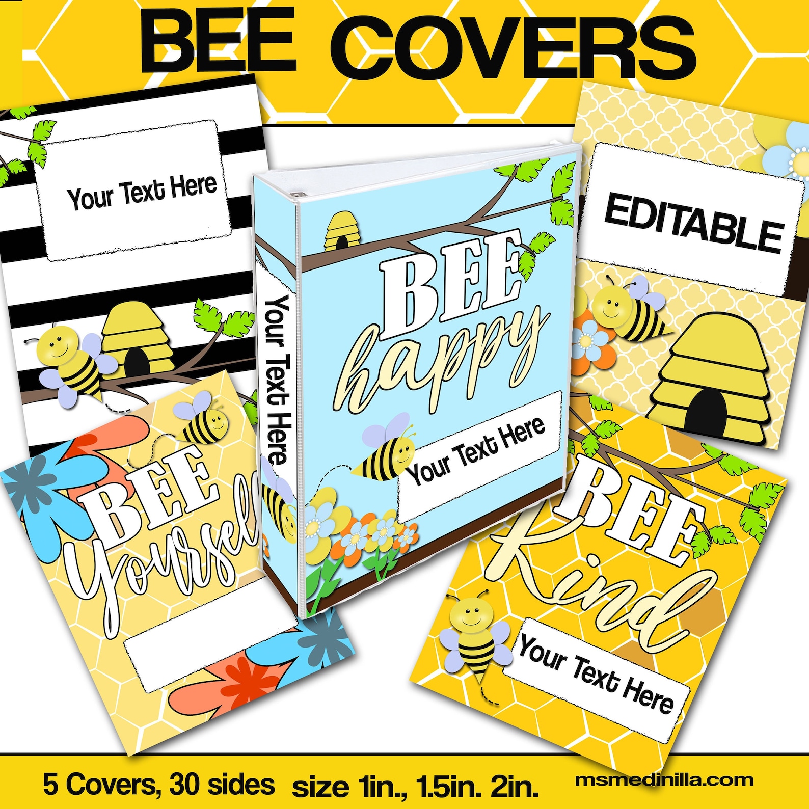 Binder Cover Printable Editable BEE Quotes Binder Covers Super | Etsy
