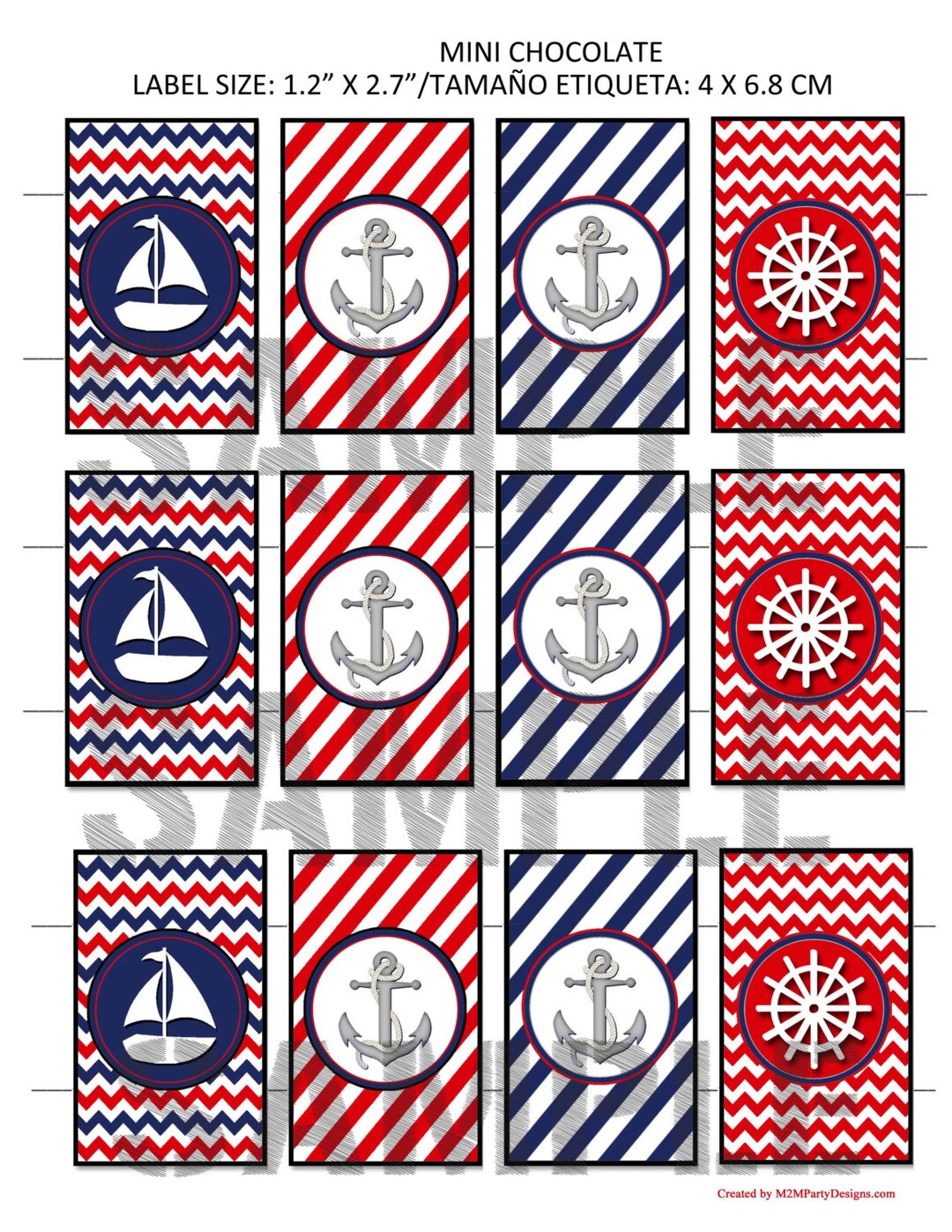 Nautical Navy & Red Chocolate Wrappers - Printable DIY Instant Download ...