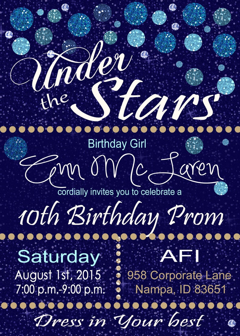 Prom Invitations. Flyer or Ticket. Under the Stars Invitation - Etsy