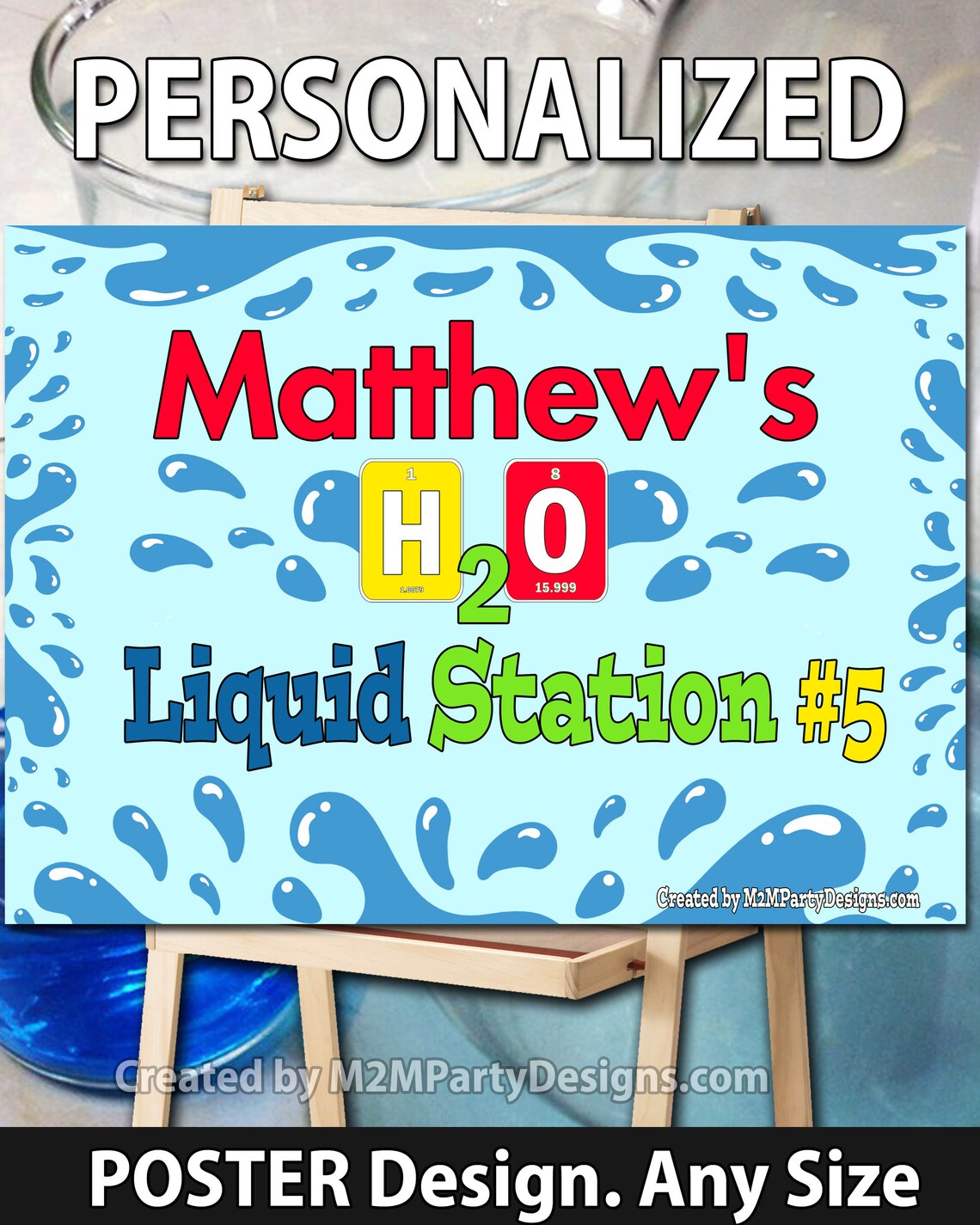 Liquid Station. Birthday Poster. Science Backdrop Printable | Etsy