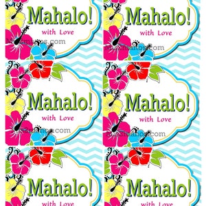 Luau Favor Tags Digital Instant Download SET of 6 - Etsy