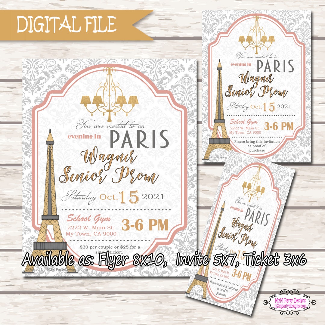 Paris Prom. Flyer Celebration Father Daughter Dance. Dance Invite ...