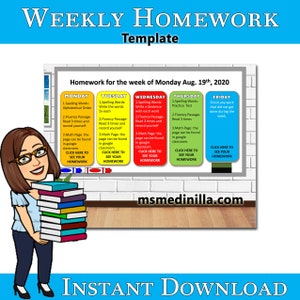 Homework Distance Learning Template, Virtual Classroom Easy Editable ...