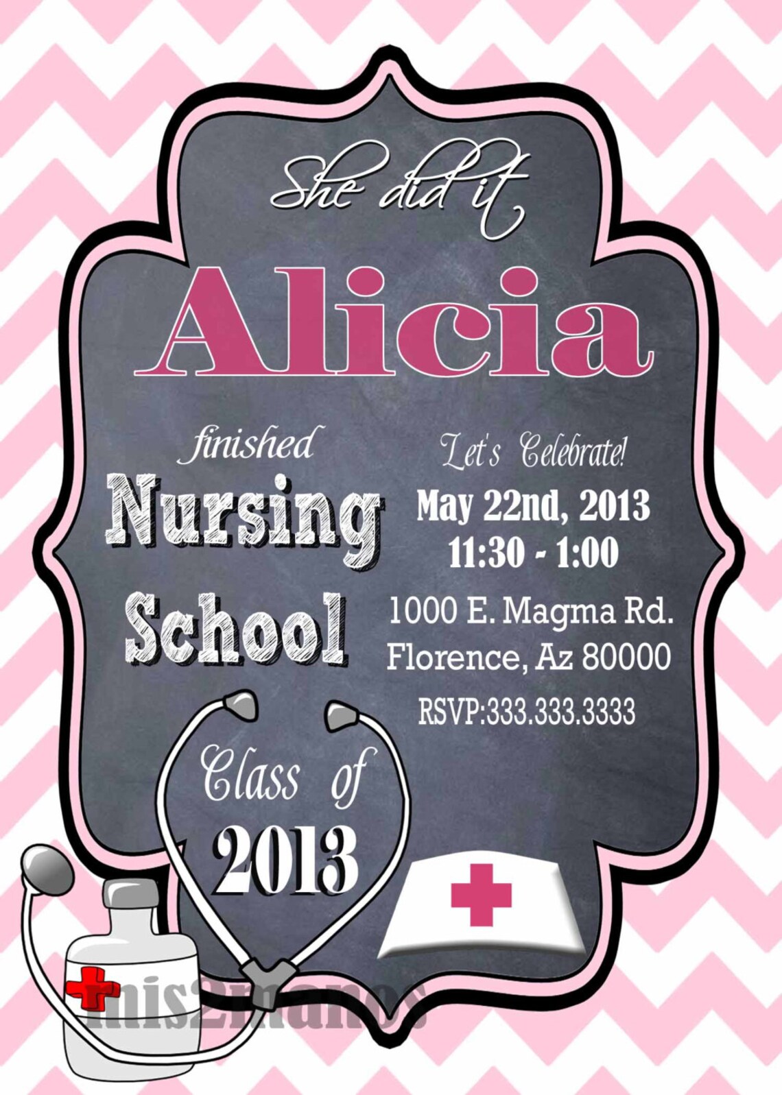 Nursing Graduation Invitation or Medical Party, Personalized Nurse ...