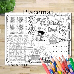 St. Patrick's Day Activities for Kids, Placemat, Bookmarks, Coloring ...