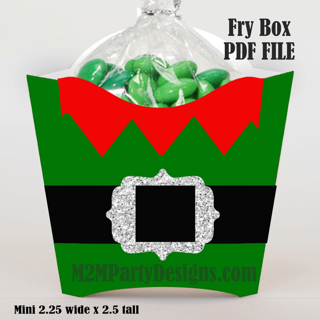 Mini Elves Fry Box Treat Bag - GREEN Santa Elves Treat Bag - Christmas ...