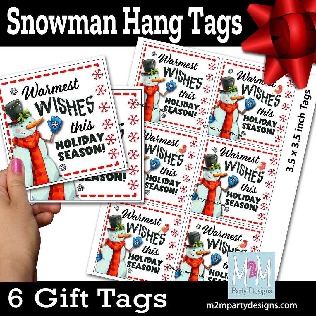 SNOWMAN Gift Tags Snowman Hang Tags Christmas Gifts for Staff, Teachers ...