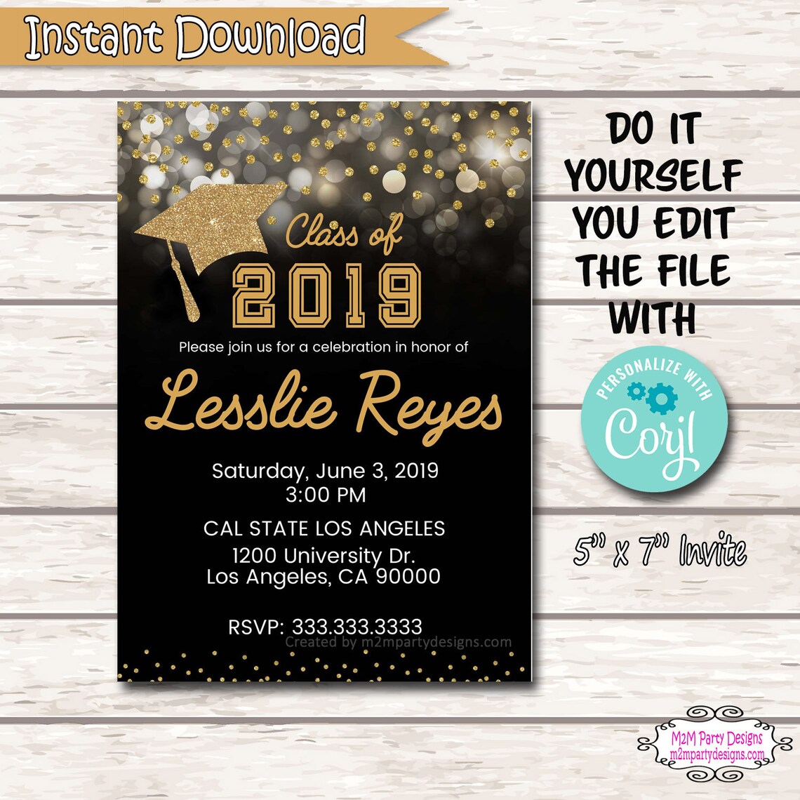 Editable Graduation Invitation School Graduation Invitations - Etsy