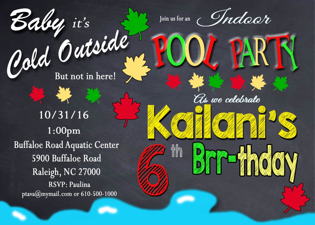 Printable FALL POOL PARTY Invitation - Fall Birthday Invitation ...