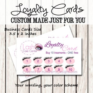 Customer Loyalty Cards Custom Order Set of 10 Digital File 3.5" X 2 ...