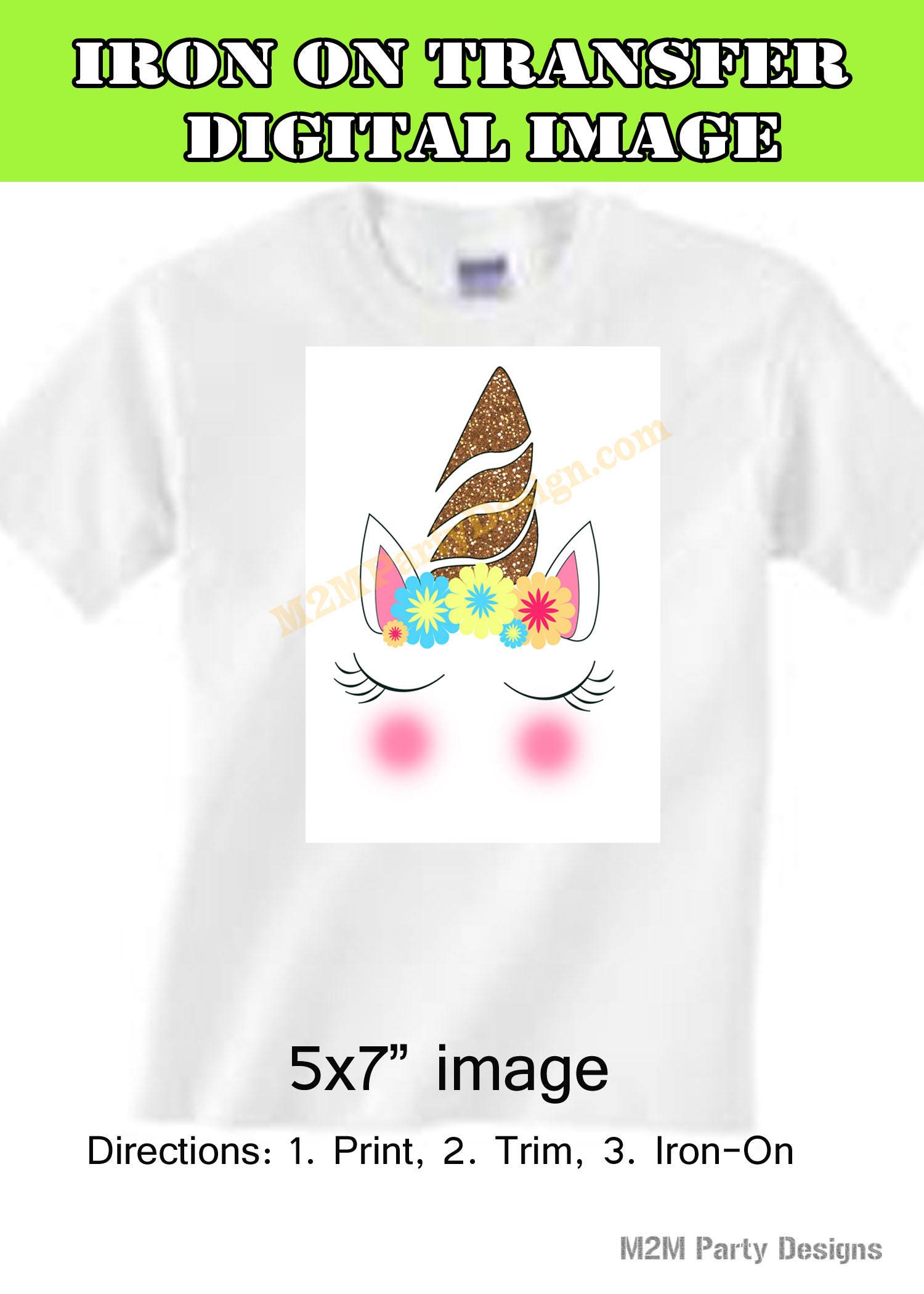 Unicorn, DIY Iron on Transfer, Instant Download, Digital Image. Instant ...