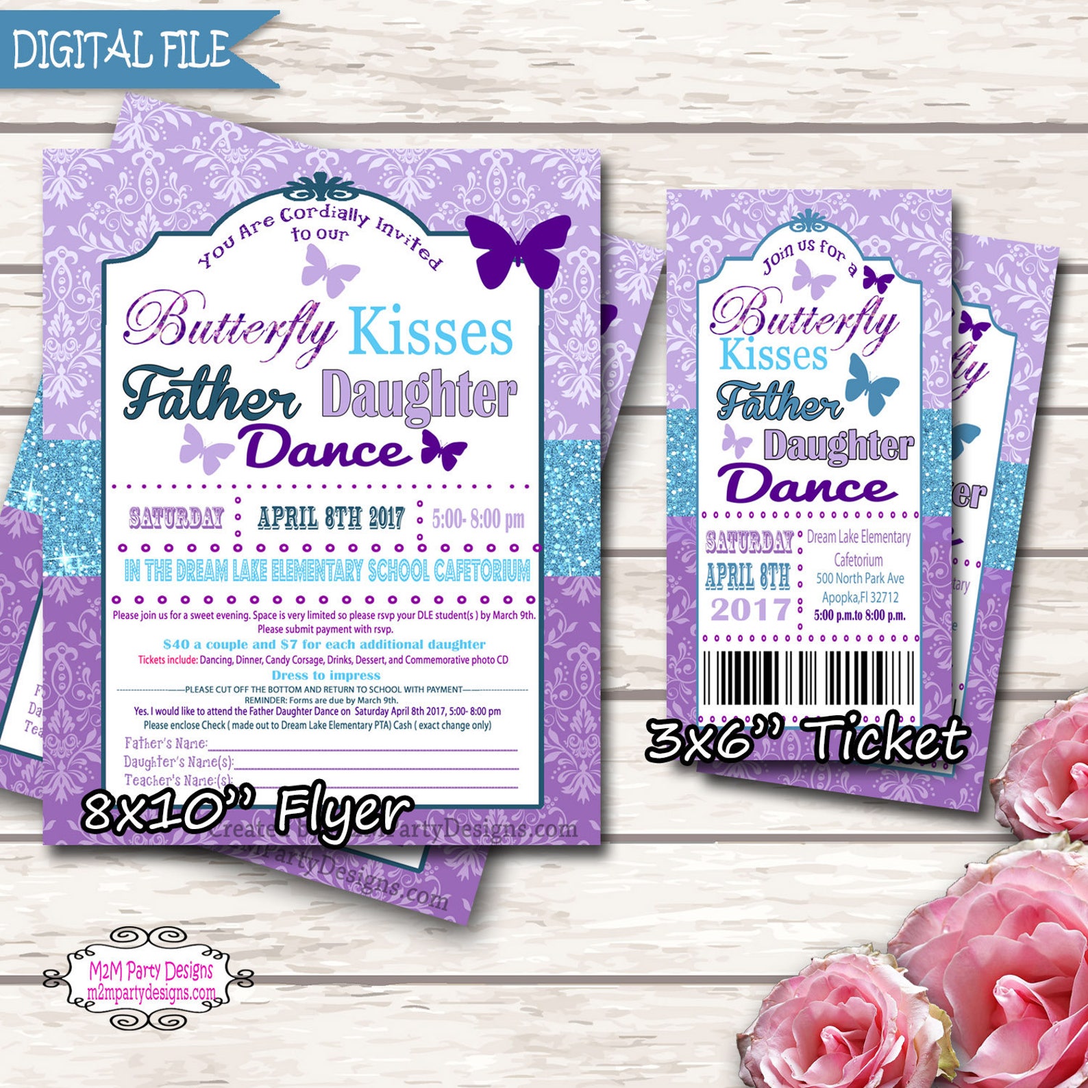 Daddy Daughter Dance Invitations Ticket or Flyer Dance - Etsy