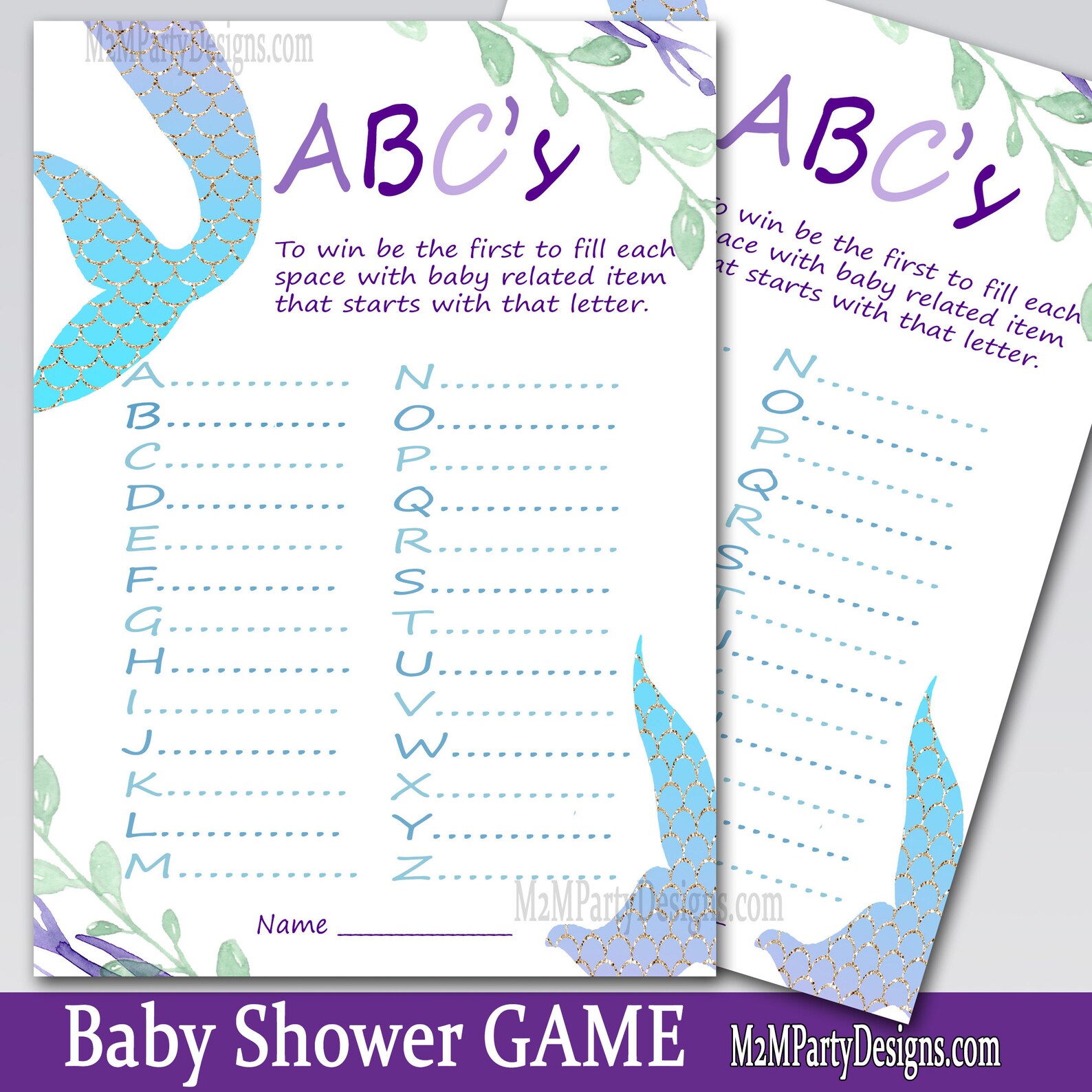 Mermaid Baby Shower Game Cards Bundle Set of 9 Shower Games, Printable ...