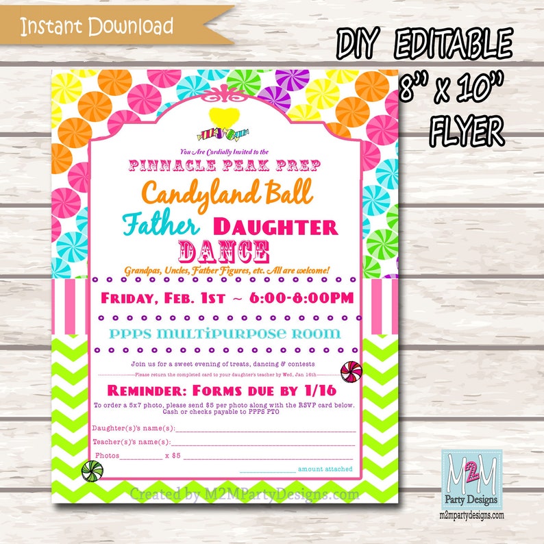 Daddy Daughter Dance Flyer Candy Land Invitation Father - Etsy