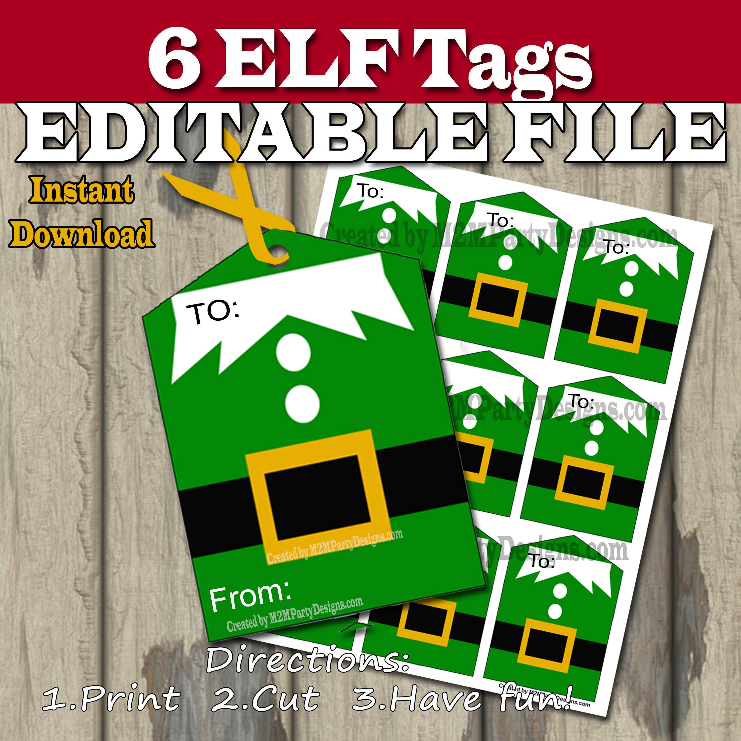 Elf Tags Printable Santa and Elves Gift Tags christmas | Etsy