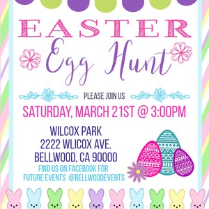 Easter Egg Hunt Flyer Invitation, Easter Party Invite, Bunny Party, PTA ...