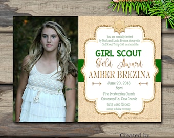 Girl Scout Gold Award Invitations courageous | Etsy