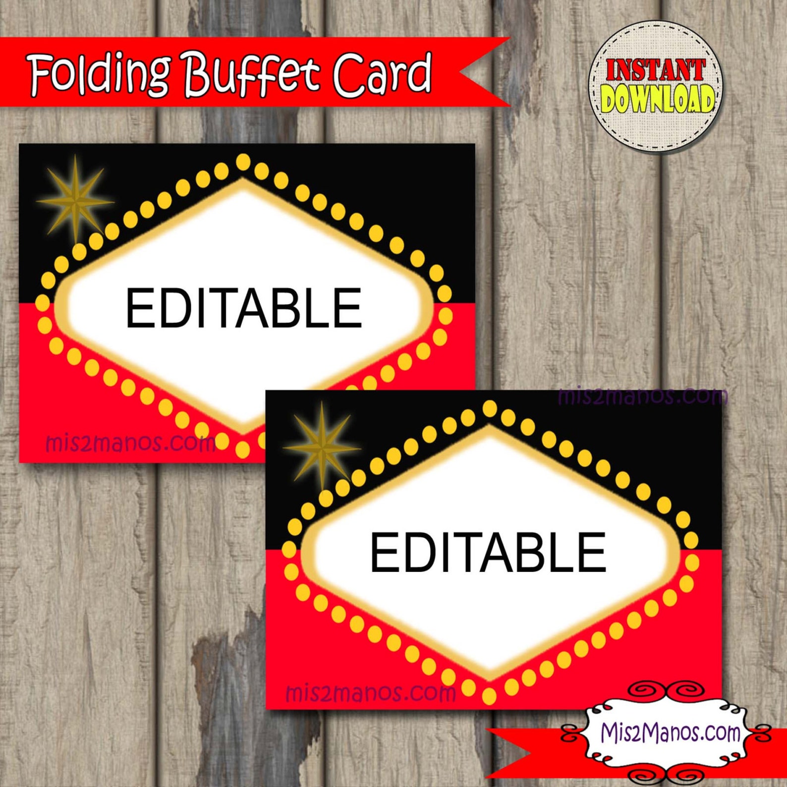 Casino Food Tent, Printable Buffet Cards, Set of 4, EDITABLE Food Cards ...