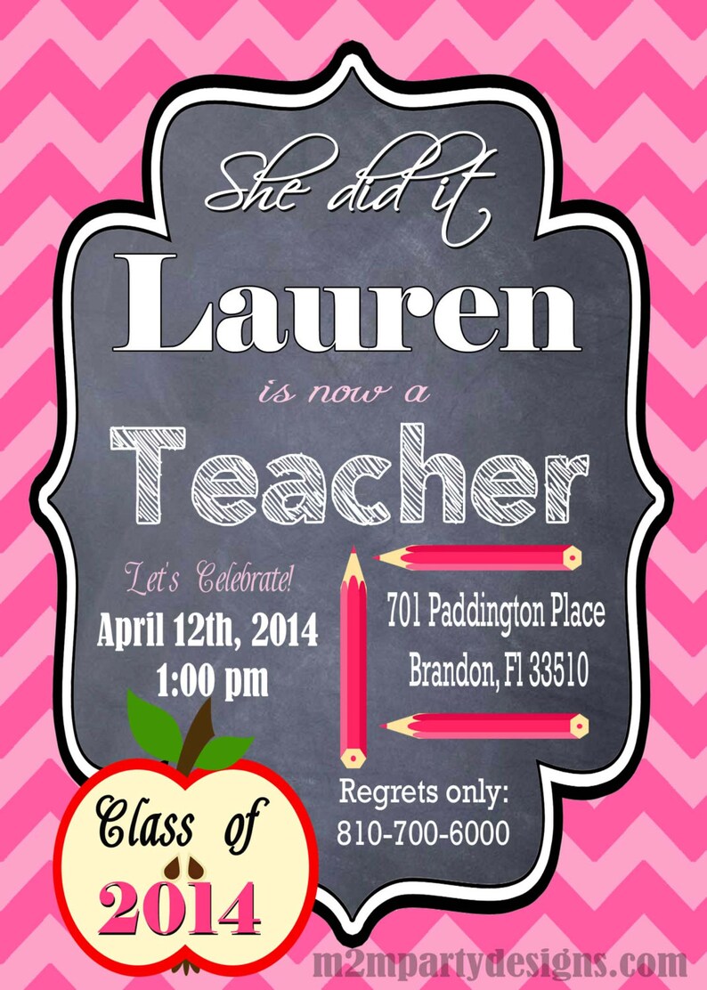 Teacher Education Degree Graduation Invitation Personalized | Etsy