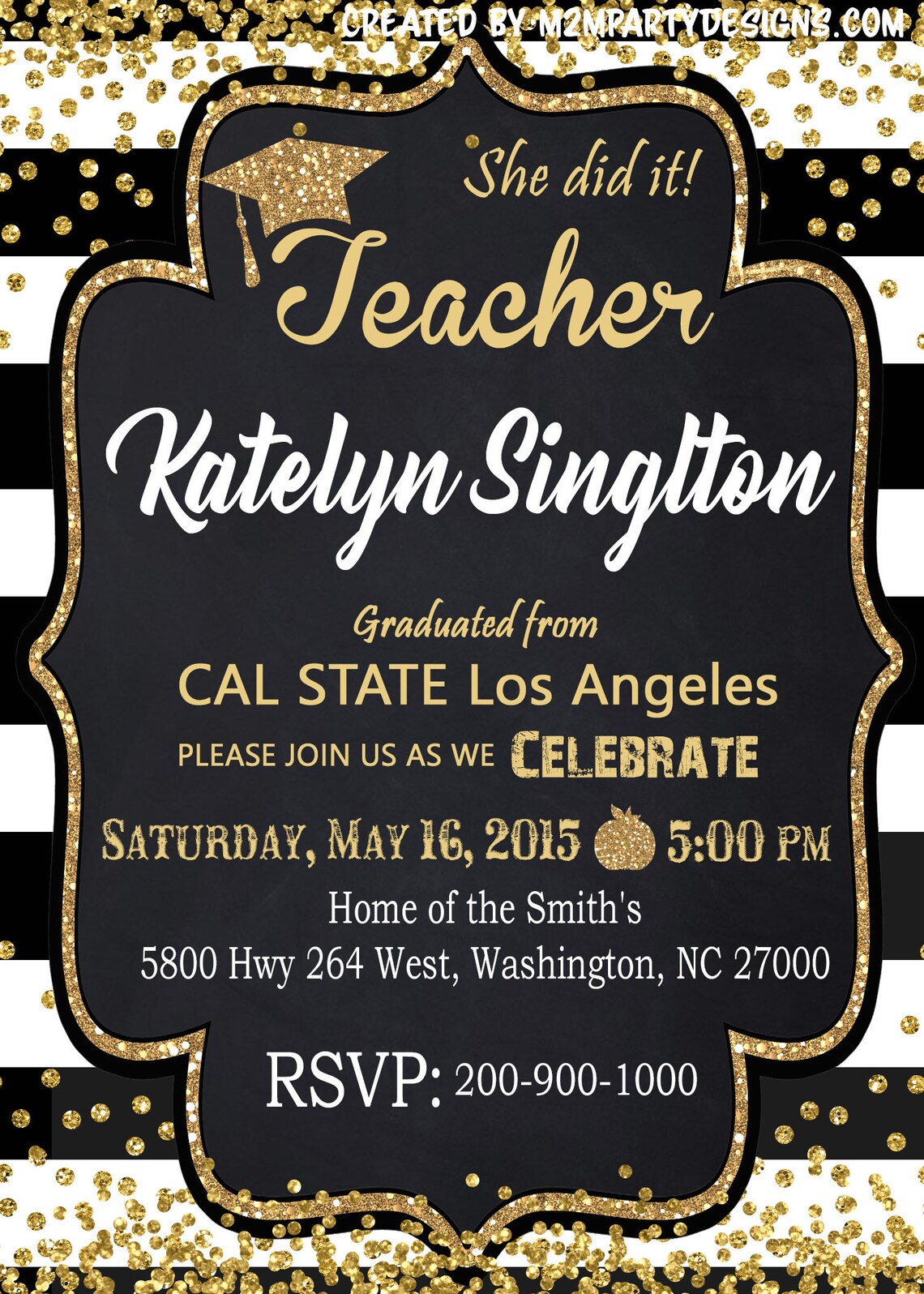 Teacher Graduation Invitation Invitation Personalized Graduation ...