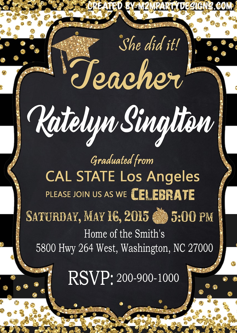 Teacher Graduation Invitation Invitation Personalized - Etsy