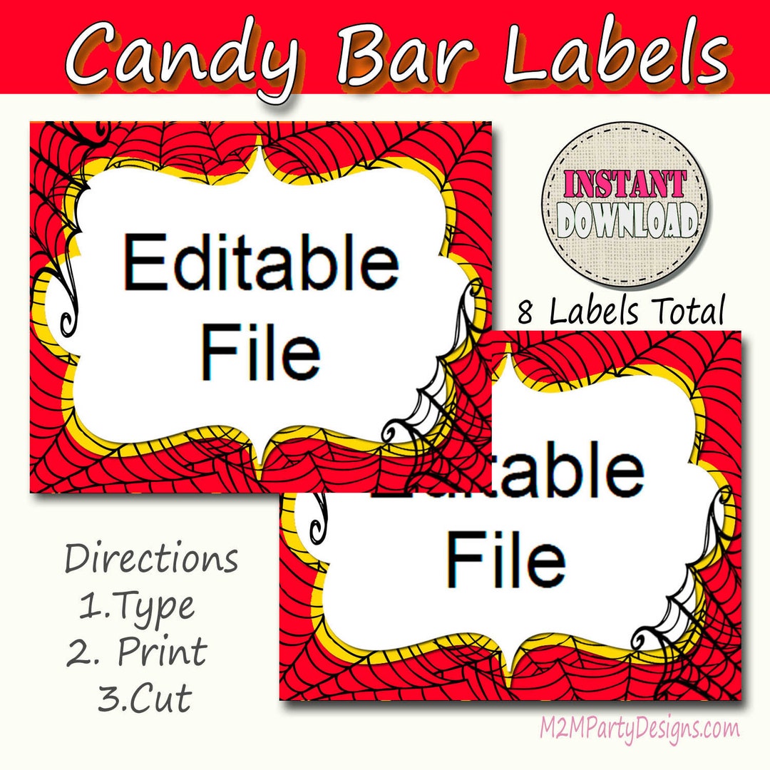 Candy Buffet Labels Halloween Print EDITABLE Card, Custom Candy ...