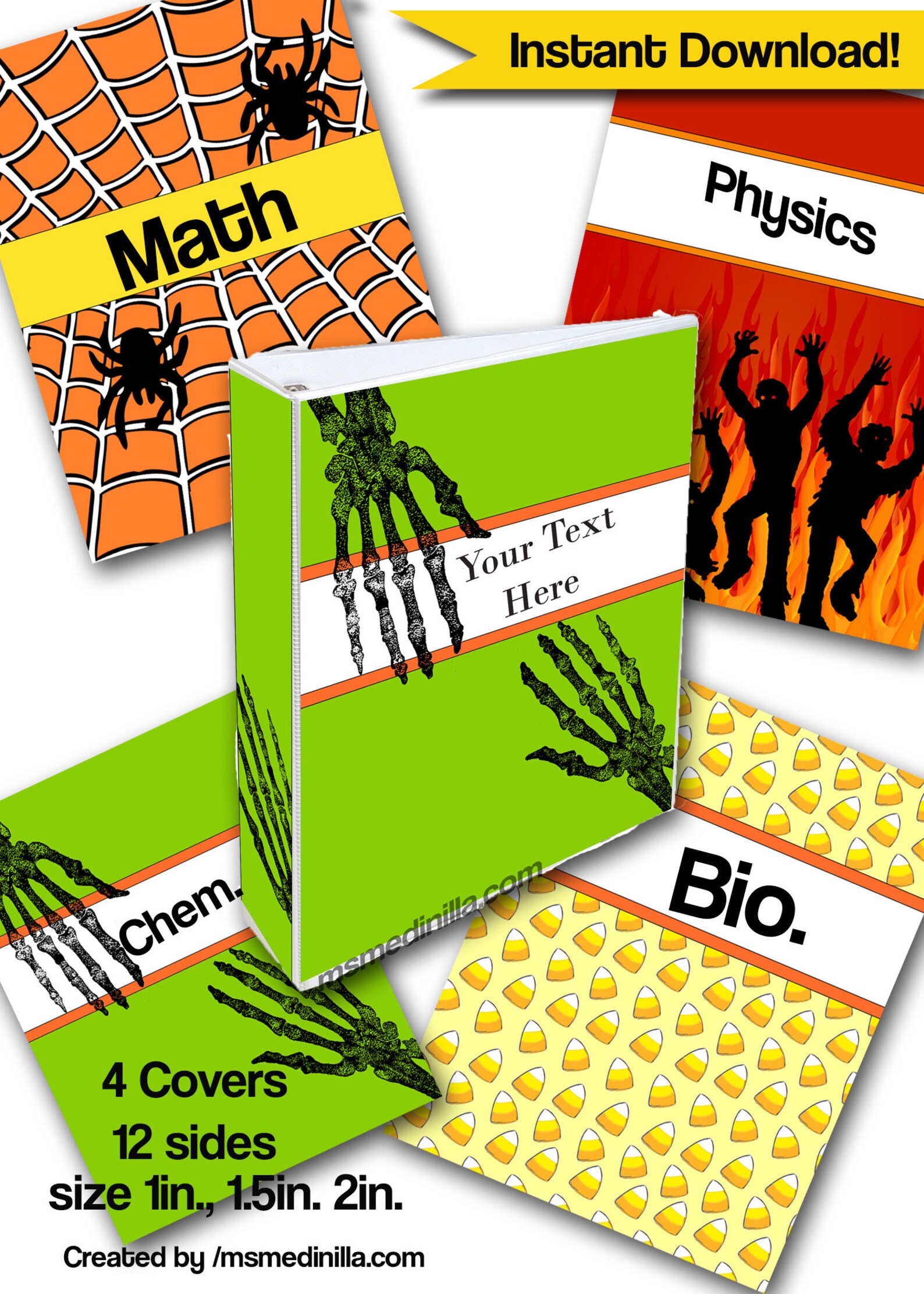 Binder Covers Halloween Student. Teacher Editable Printable | Etsy