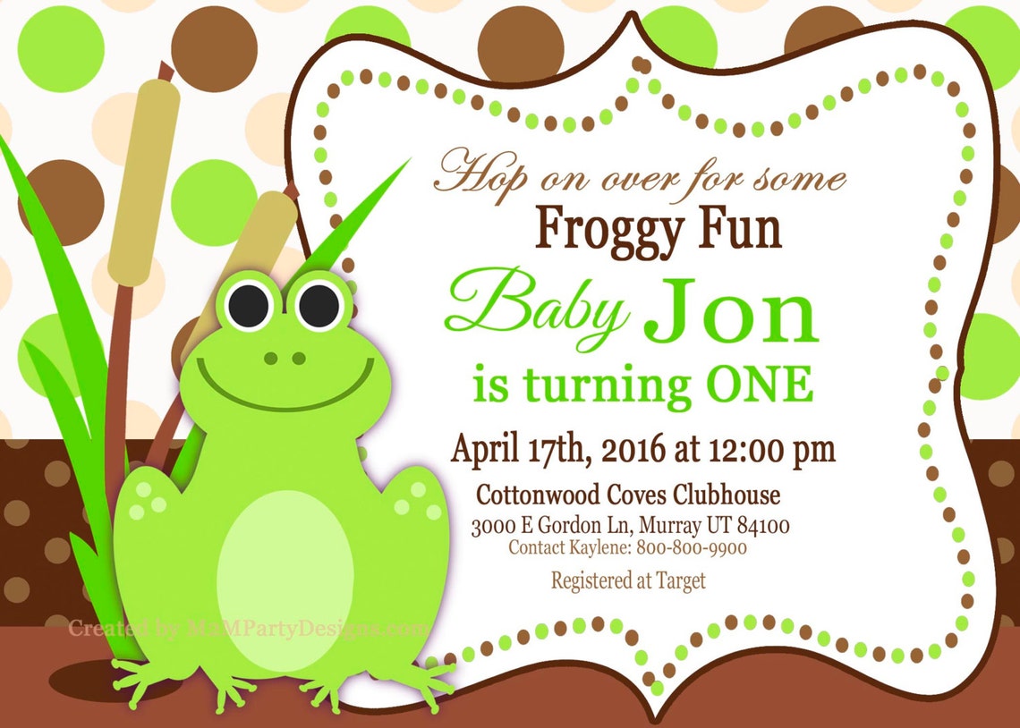 Frog Birthday Party Invitation Frog First Birthday Invitation - Etsy