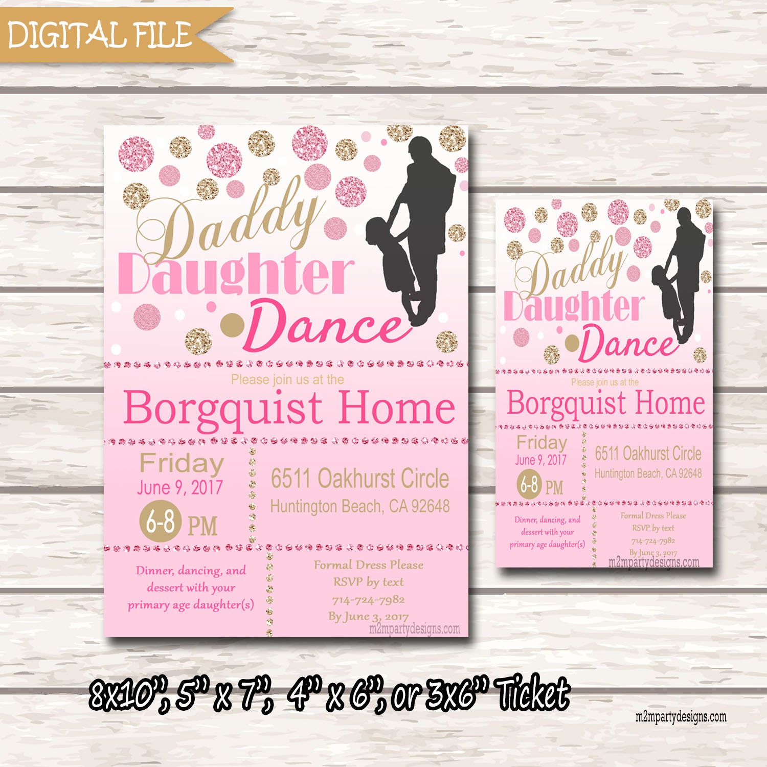 Daddy Daughter Dance Invitations Ticket or Flyer Dance | Etsy