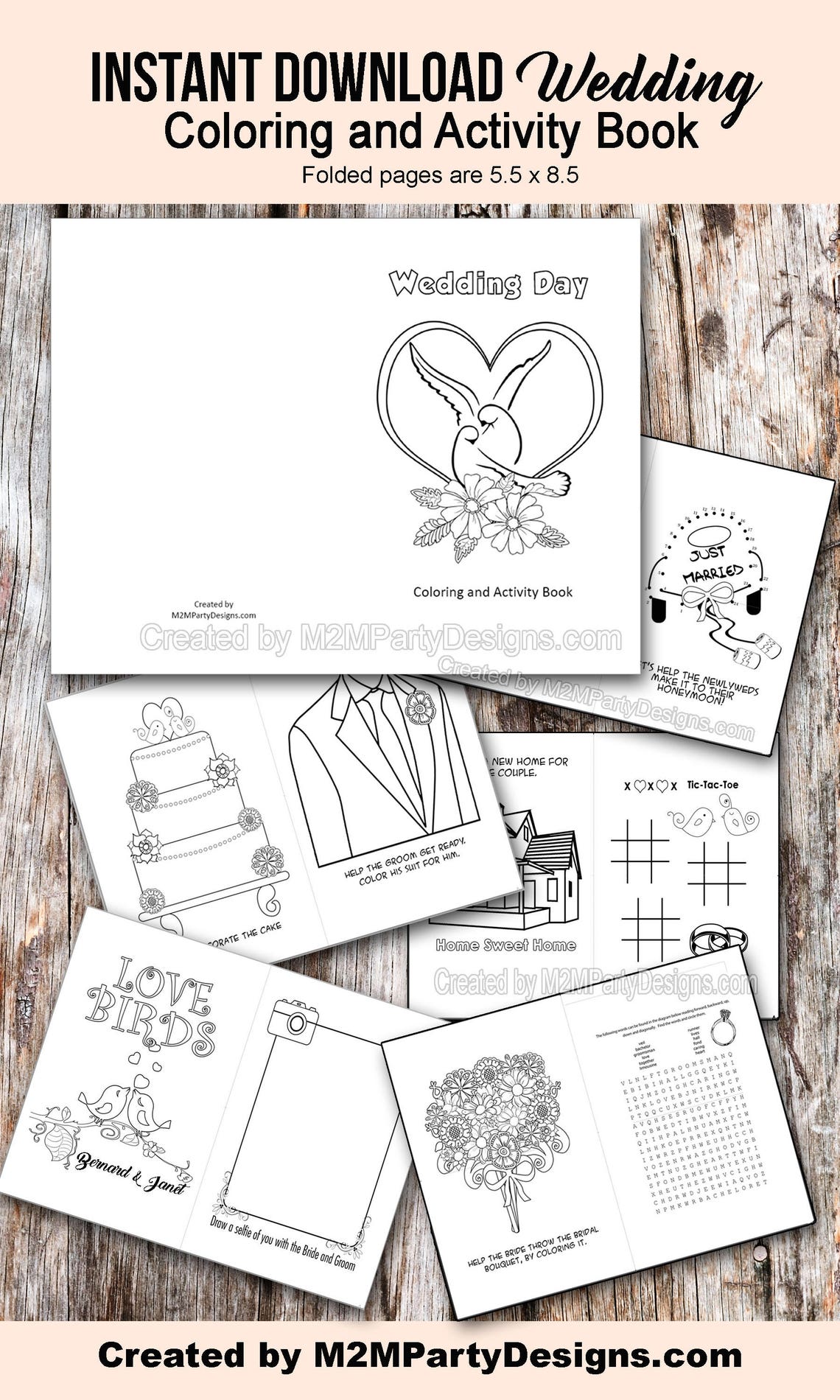 Wedding Coloring and Activity Book Reception Game Kid's | Etsy