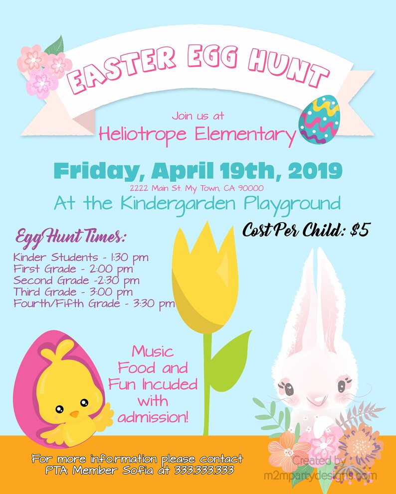 Easter Egg Hunt Flyer. Printable Invite Easter Party | Etsy