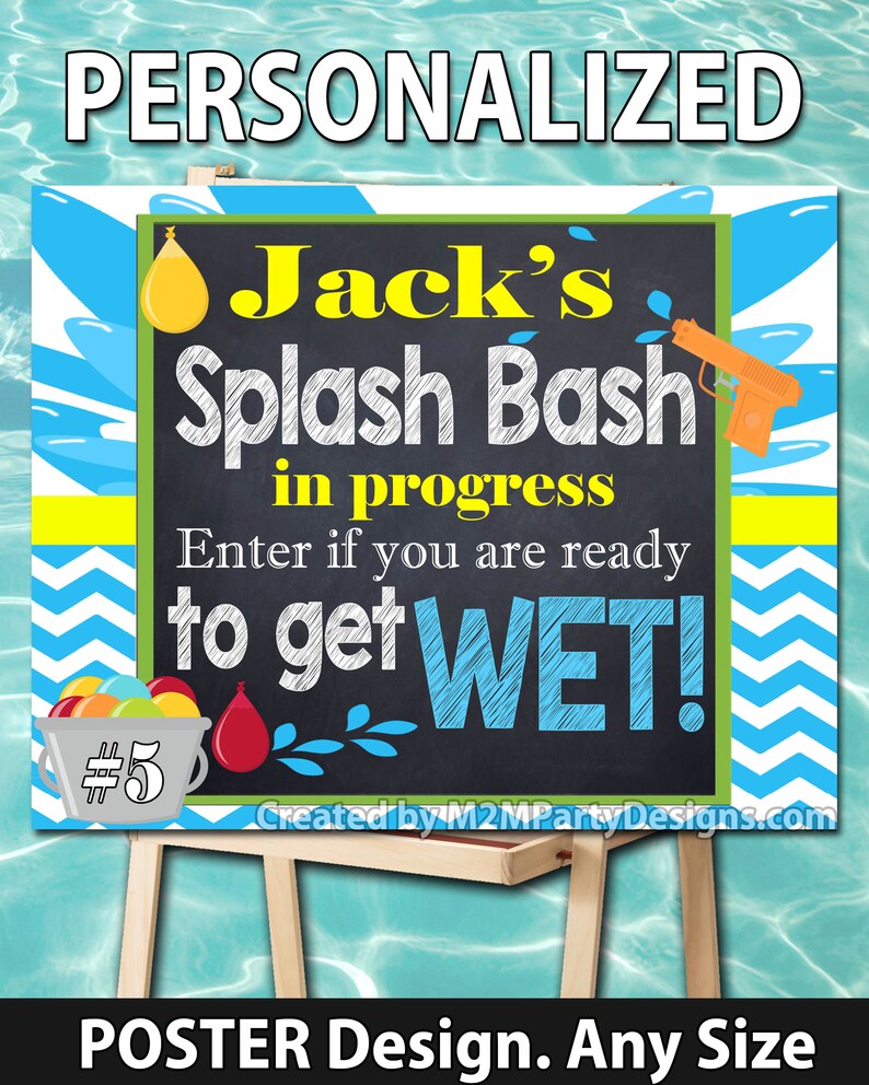 Splash Zone Birthday Poster. Backdrop Printable Sign Pool | Etsy