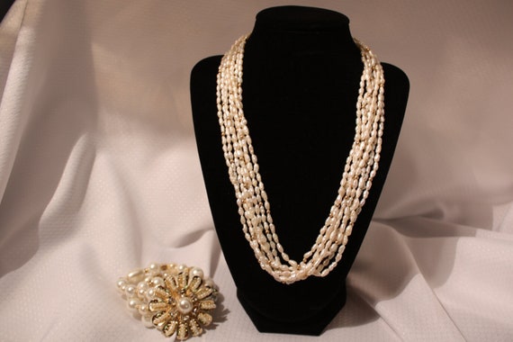 Freshwater Pearl Necklace With 14k Gold Clasp Multi Strand Etsy