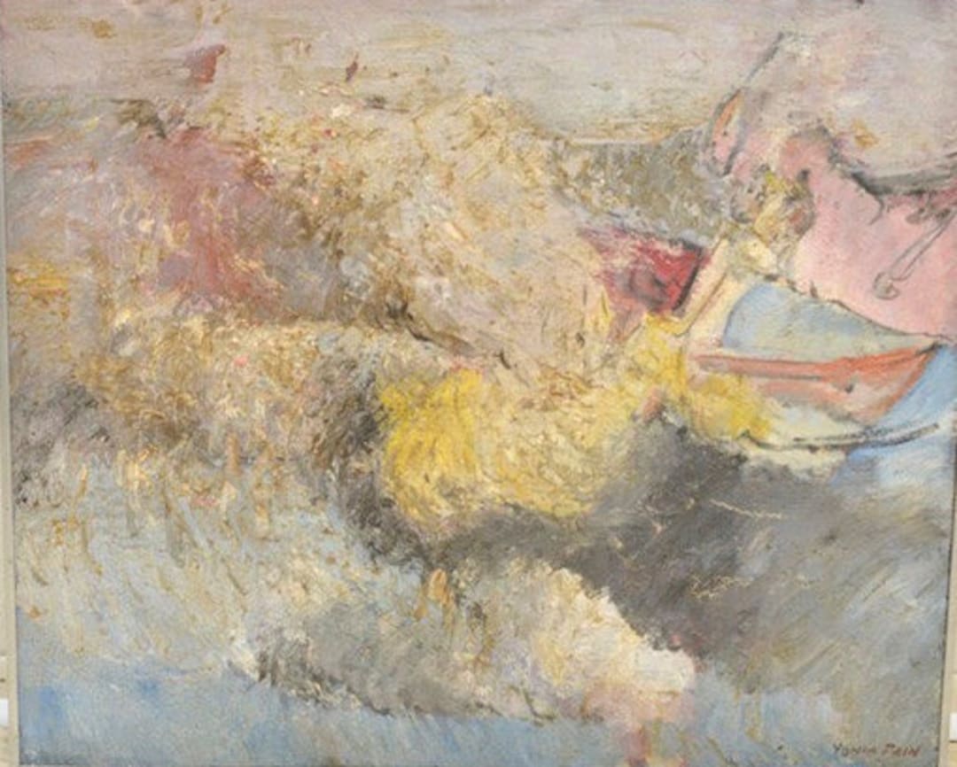 Yonia Fain Abstract Oil Painting Jewish Holocaust Survivor With Pastel ...