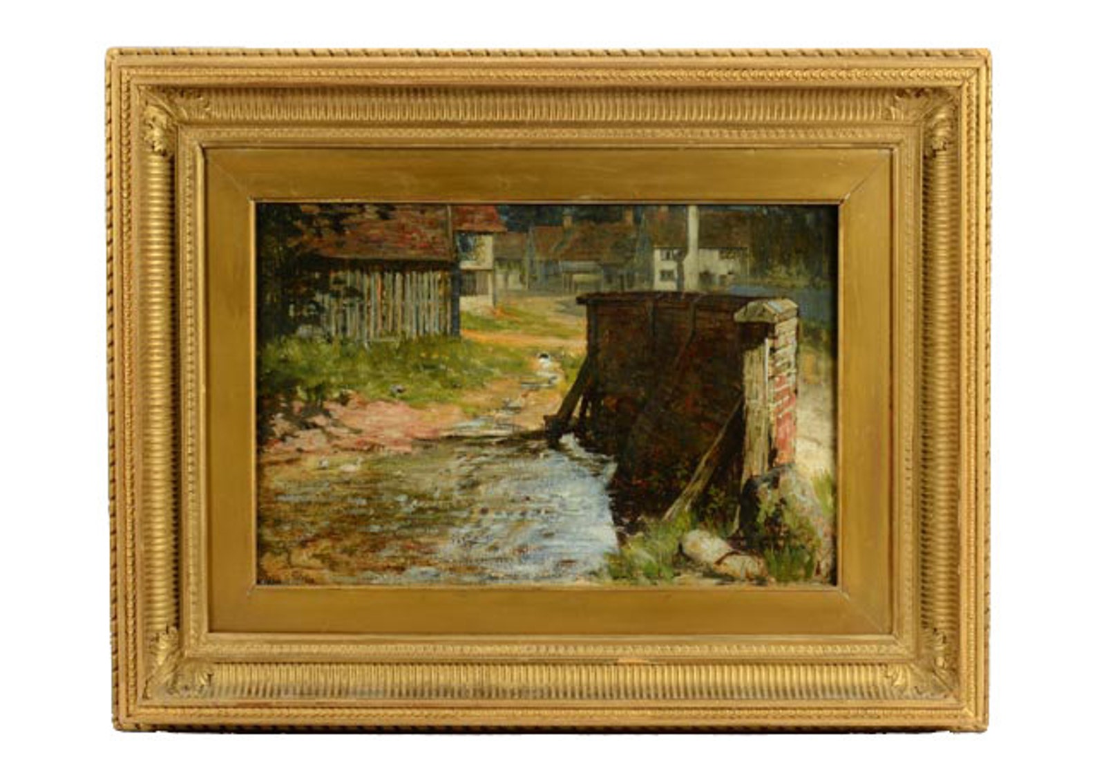 John R. Reid Original Village Landscape Oil Painting - Fine Art Gold ...
