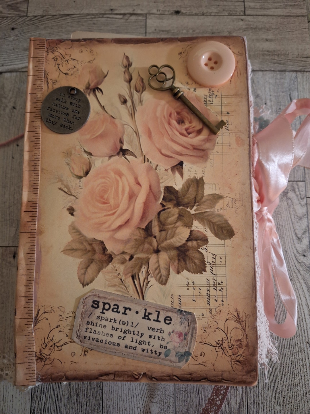 Gorgeous Pink Rose Junk Journal With Ephemera Postcards Cabinet Cards ...